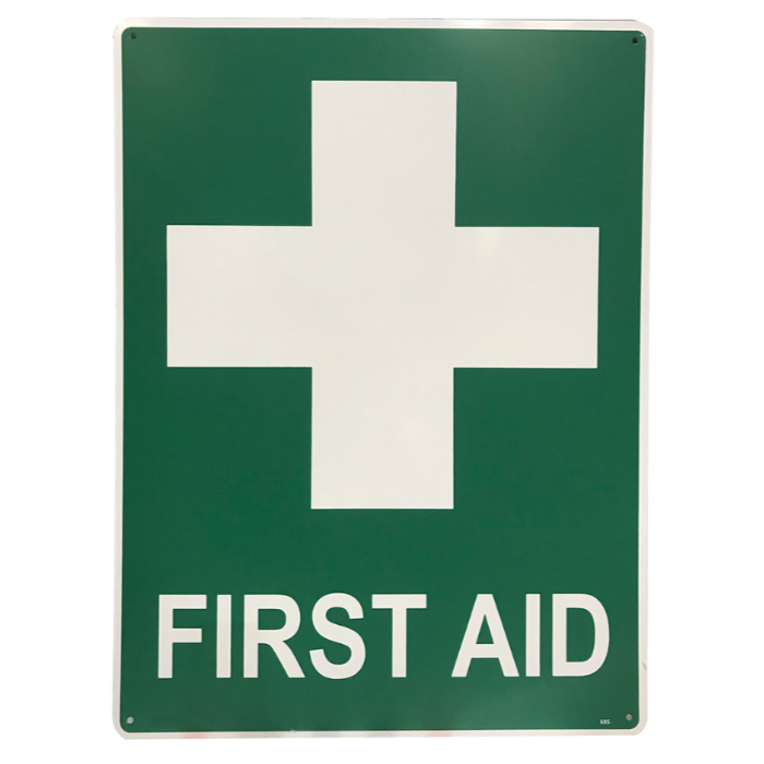 First Aid Safety Sign - Long-Lasting Metal Material — Car Parks and Roads